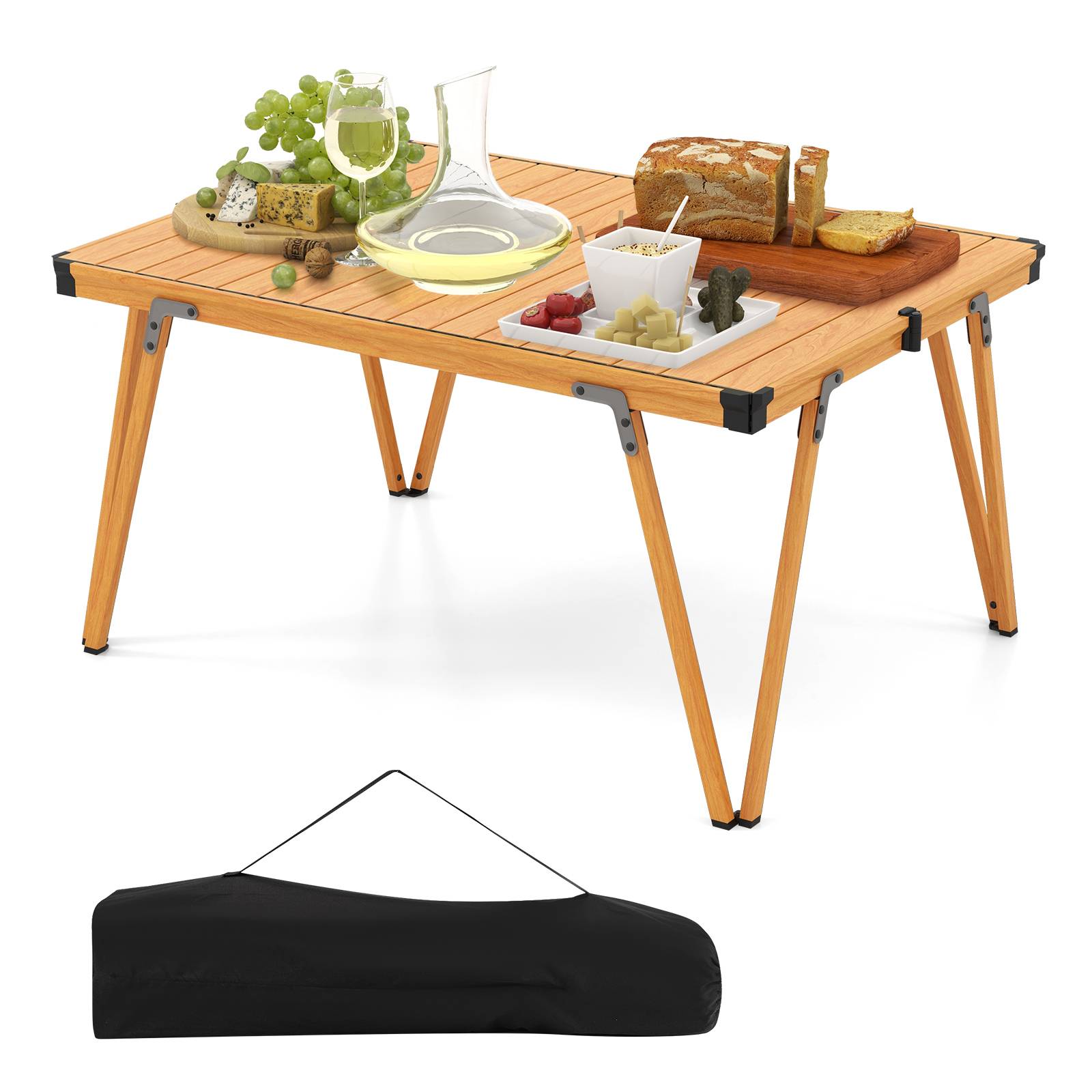 Buy Costway Aluminum Table Picnic Folding Table Light Weight Dining Set ...