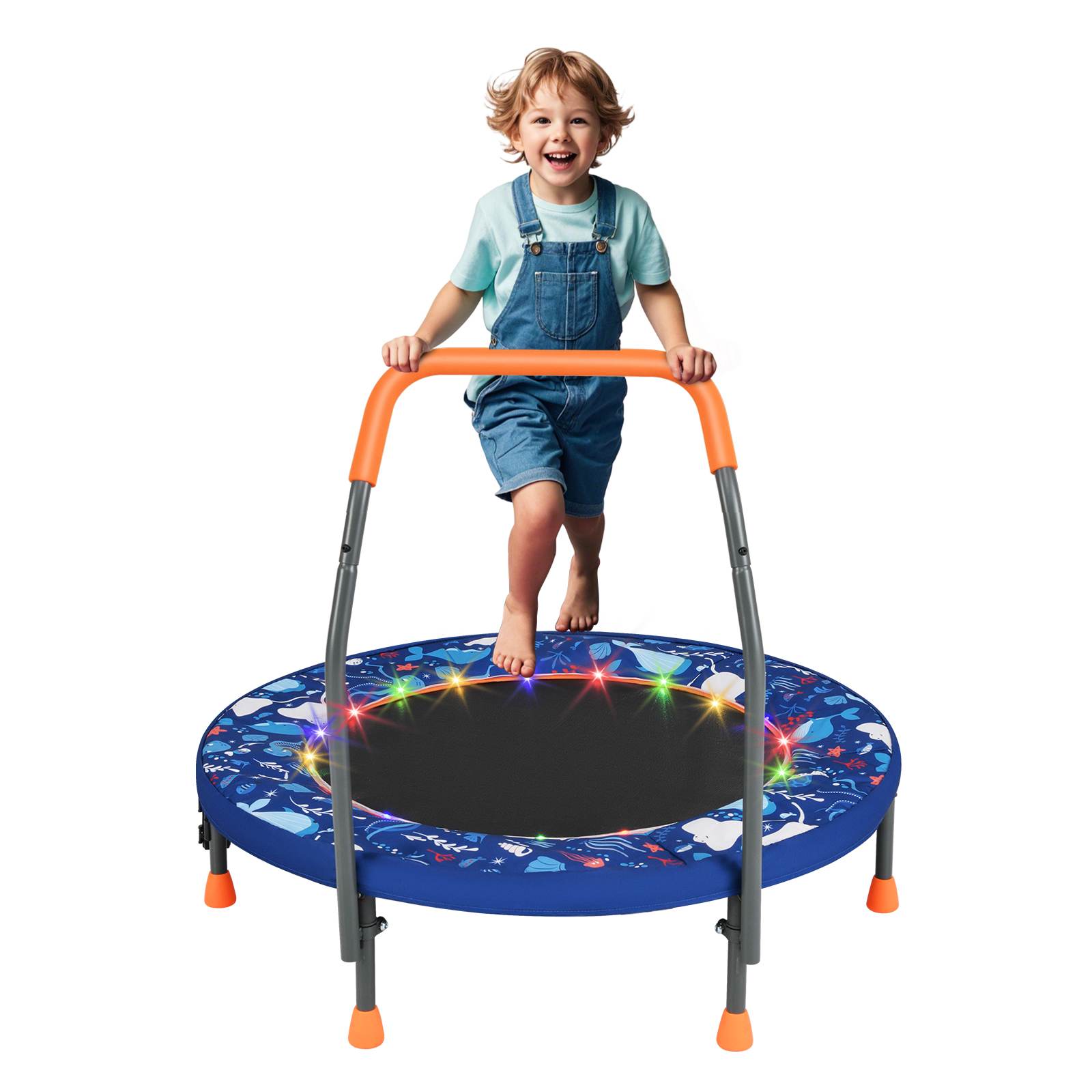 Buy Costway Foldable Trampoline Mini Trampoline w/20 LED Lights & Foam ...