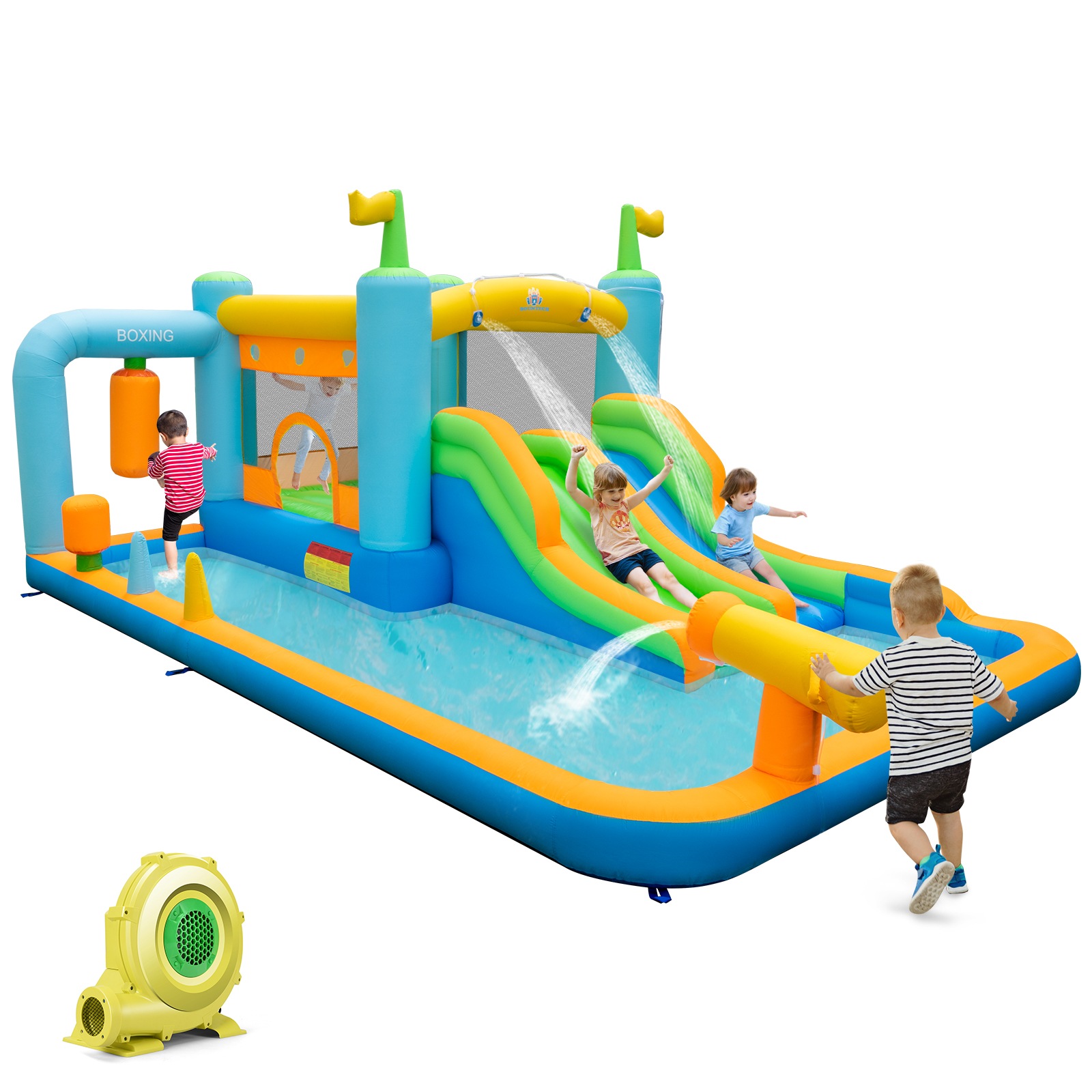 Buy Costway Inflatable Jumping Castle Water Slide Bounce House w/680W ...