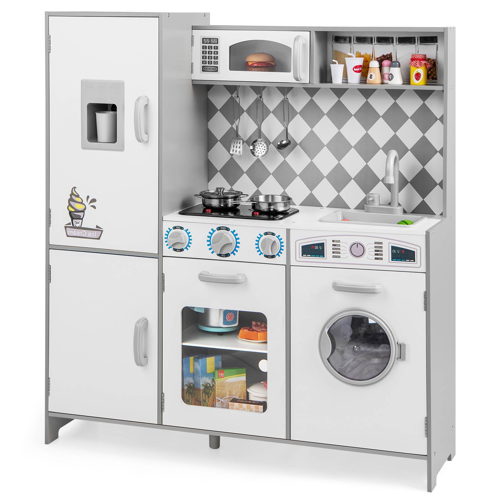 Buy Costway Play Kitchen Chef Pretend Cooking Toy Set w/Water Dispenser ...
