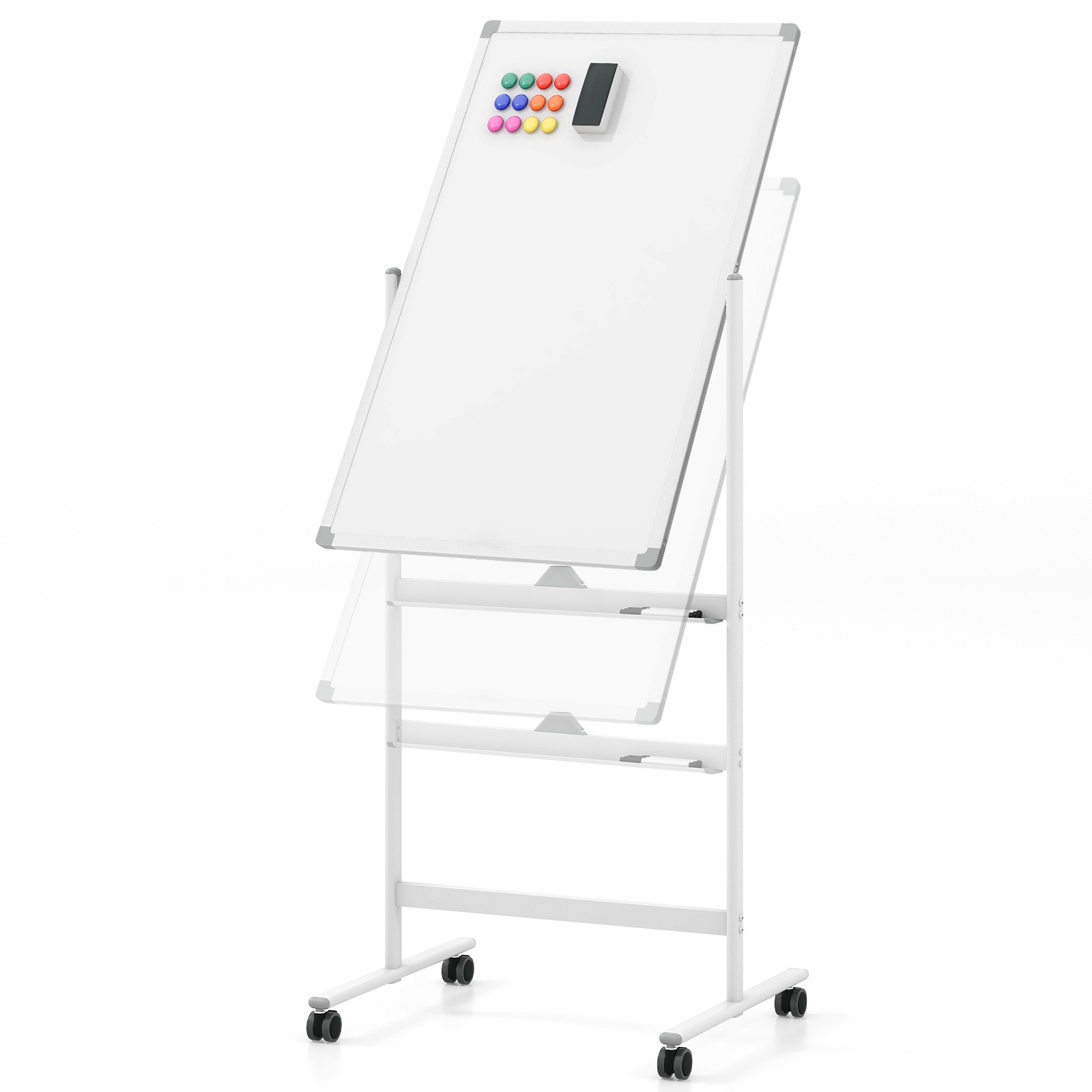 Buy Costway Magnetic Whiteboard Mobile Dry Erase Board Double-Side ...