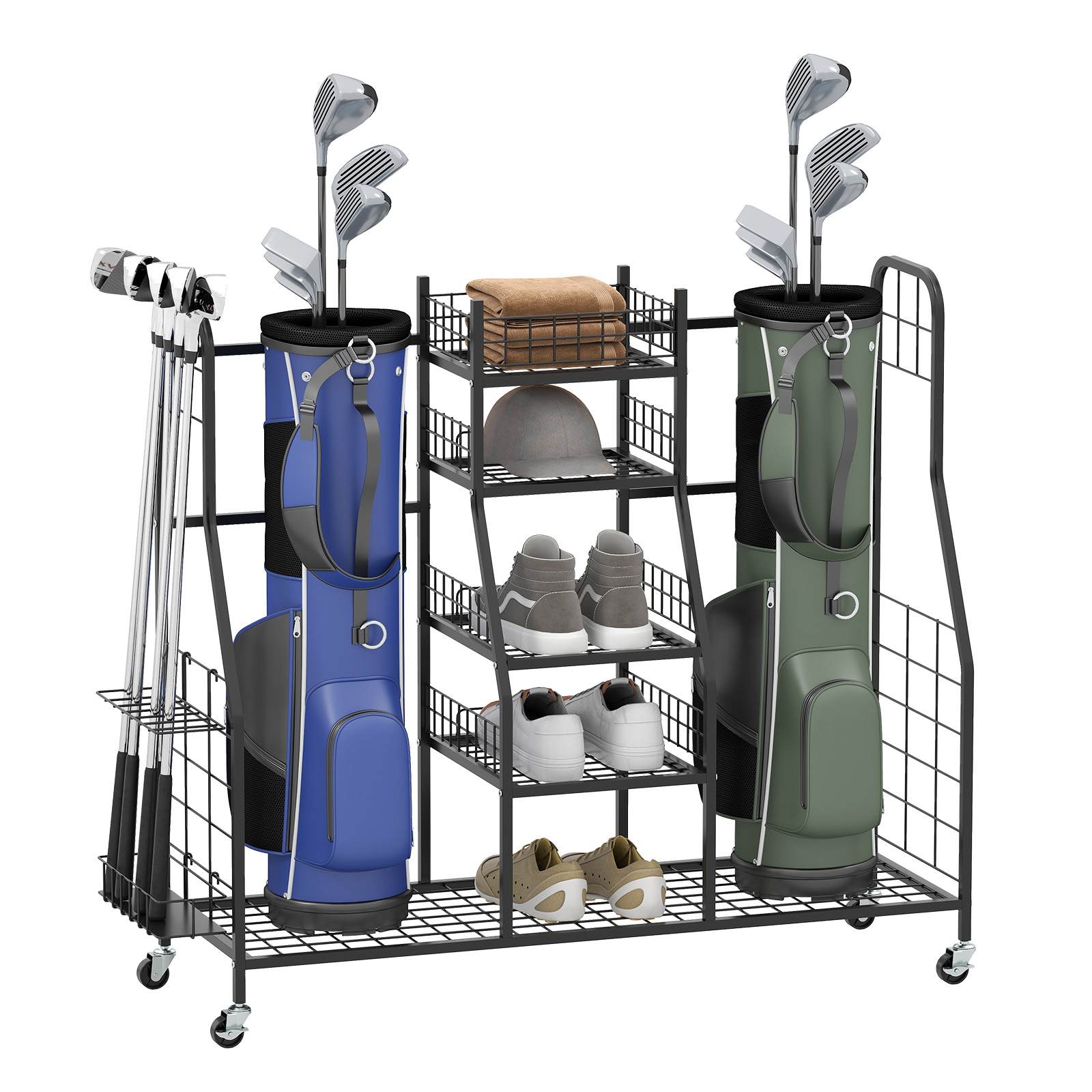 Buy Costway Metal Golf Storage Garage Bag Holder Club Organizer Rack ...