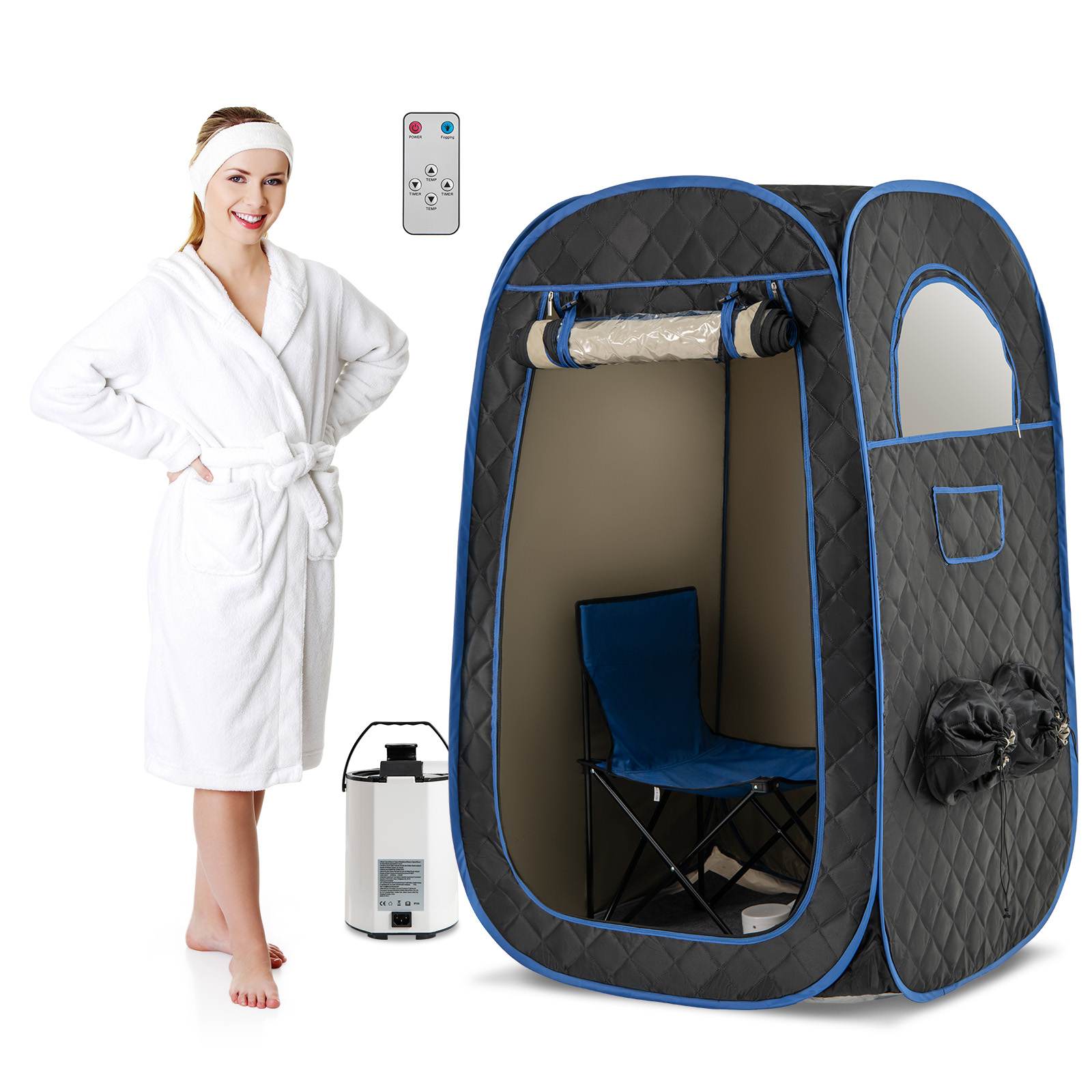 Buy Costway Portable Steam Sauna Tent w/Timer 1000W 3L Steam Generator ...