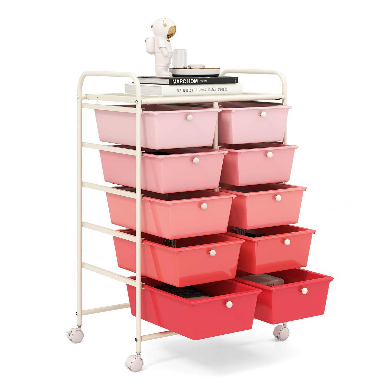 Buy Costway Rolling Storage Cart Trolley w/10 Drawers Home Office ...