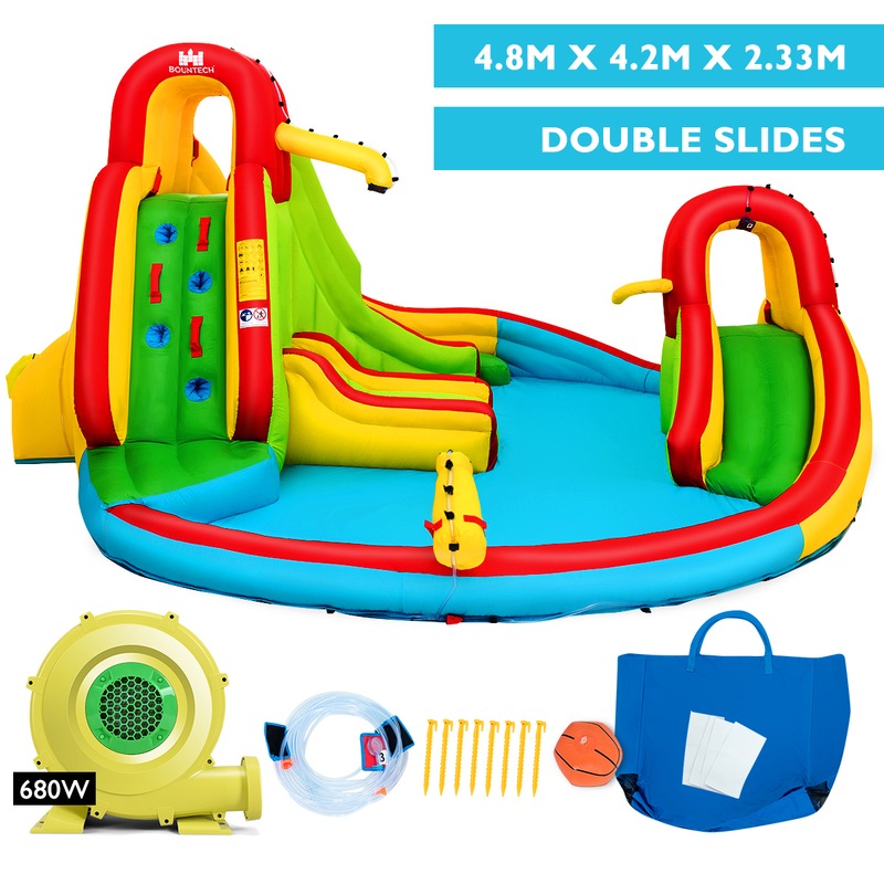 Buy Costway 7-IN-1 Inflatable Water Slide, w/Air Blower & Double Slides ...