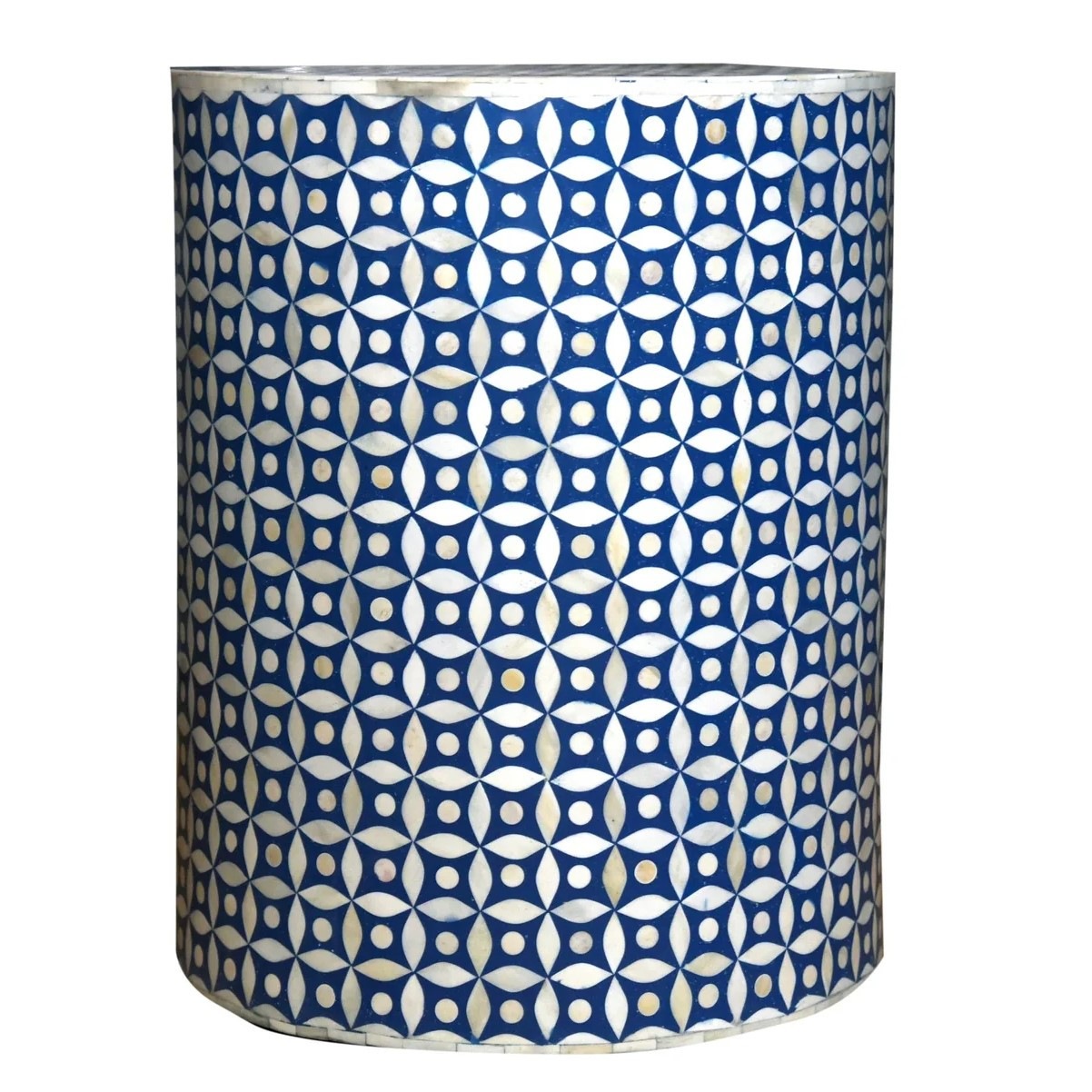 Buy Zohi Interiors Bone Inlay Side Table/Stool in Celtic/Indigo ...