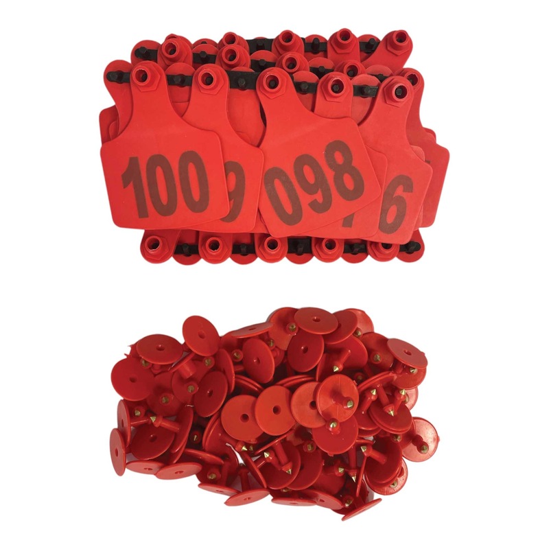 Buy 1-100 Cattle Number Ear Tags 7.5x10cm Set - XL Red Cow Sheep ...