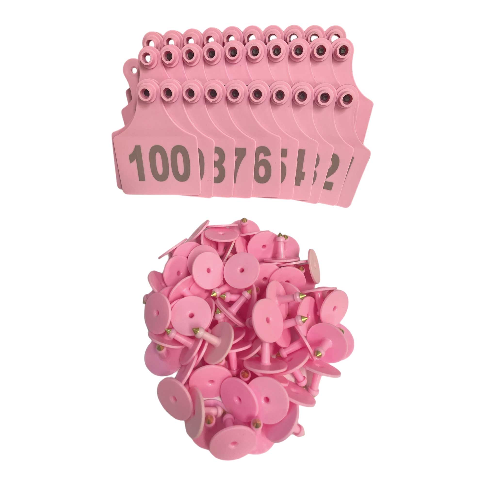 Buy 1-100 Cattle Number Ear Tags 7x10cm Set - XL Pink Cow Sheep ...