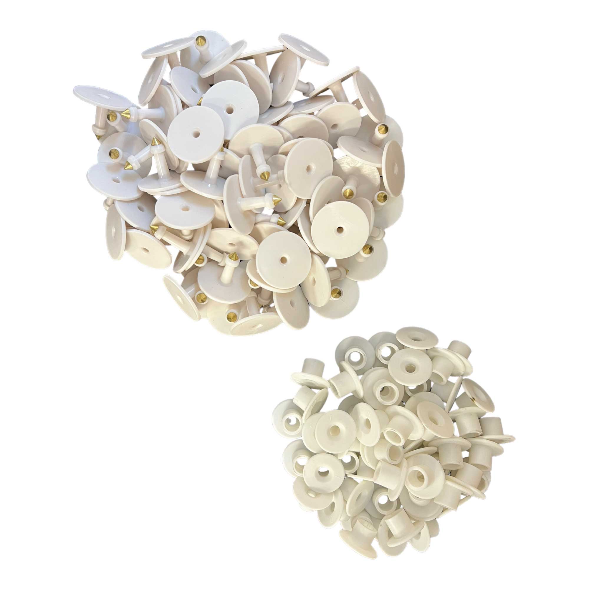 Buy 100x Cattle Ear Tags Set - Round White Blank Pig Sheep Goat Cow ...