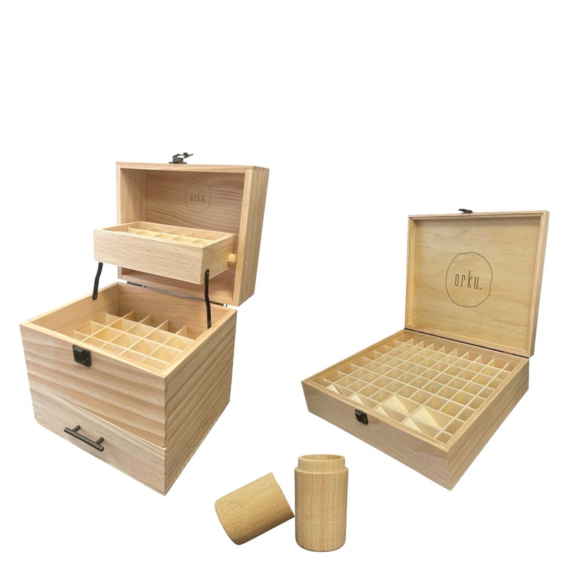 Buy Essential Oils Wood Storage Box - Wooden Oil Bottle Slots - MyDeal