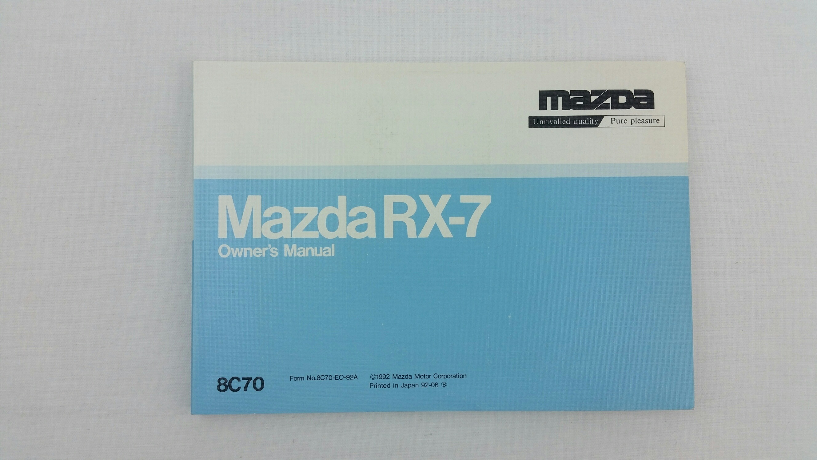Buy Genuine Mazda RX-7 FD Owners Manual RX7 1992 - 1994 8C7O-EO-92A ...