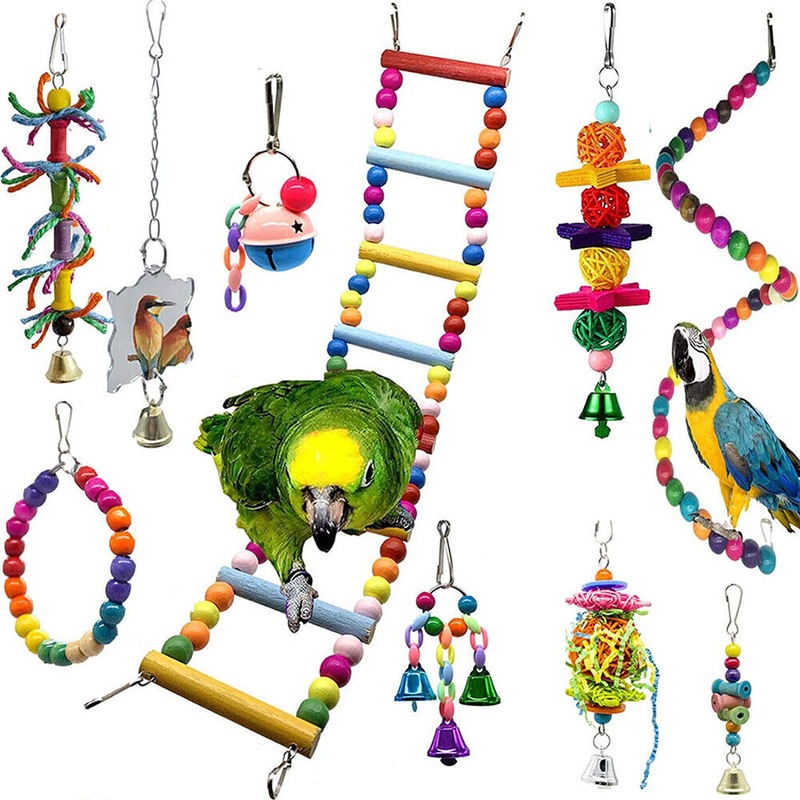 Buy 10x Parrot Hanging Swing Bird Toy Harness Cage Ladder Parakeet ...