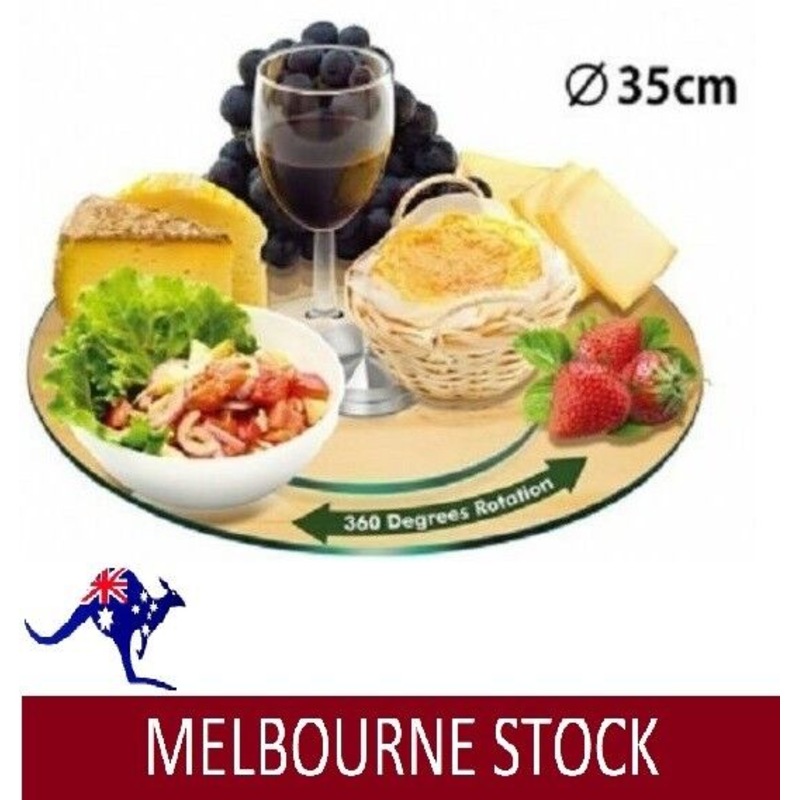 Buy 35cm Tempered Glass Lazy Susan Turntable Tray Storage Rotating