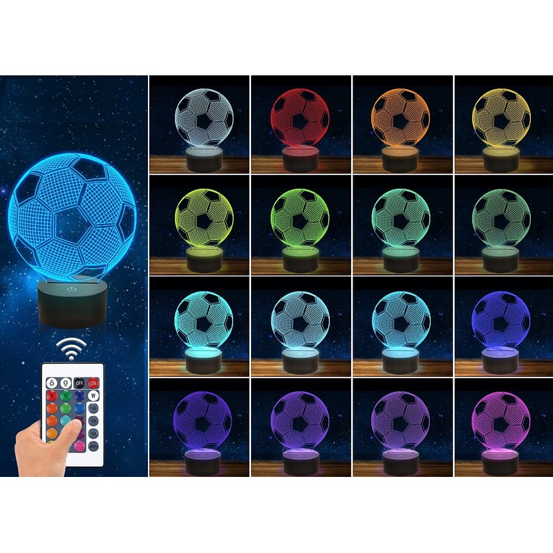 Buy 3D Acrylic LED Football Soccer Night Light 16 Colors Lighting Table ...