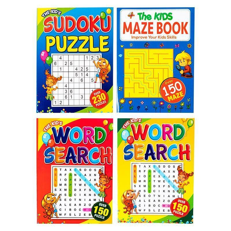 Buy 4x A6 Kids Puzzle Books Word Search Mazes Puzzles Activities Fun ...