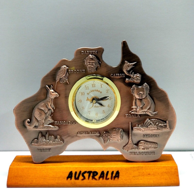 Buy Bronze Australia Souvenir Map Clock Australian Animals Home Decor ...