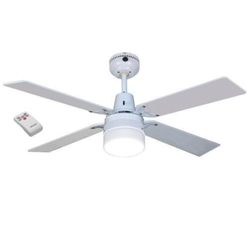 Buy Heller 1200mm Ceiling Fan 4 Blades White/Cherry Wood Blades/Light ...