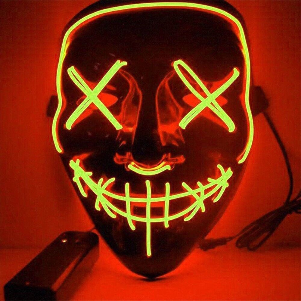 Buy LED Purge Mask Glow in Dark Light up Halloween Costume Scary Rave ...