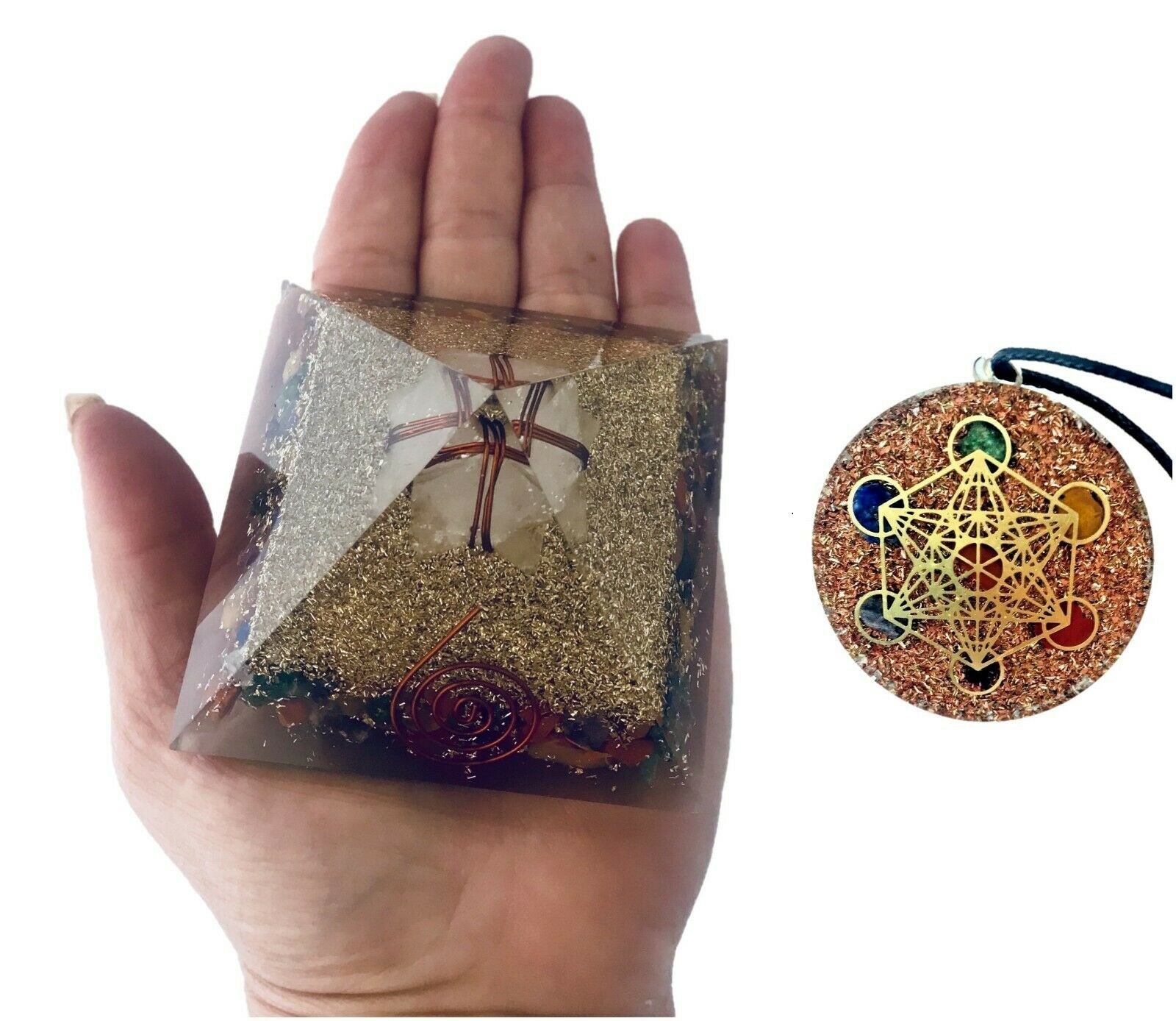 Buy Merkabah Orgonite Pyramid Chakra Healing Crystal Metatron Cube ...