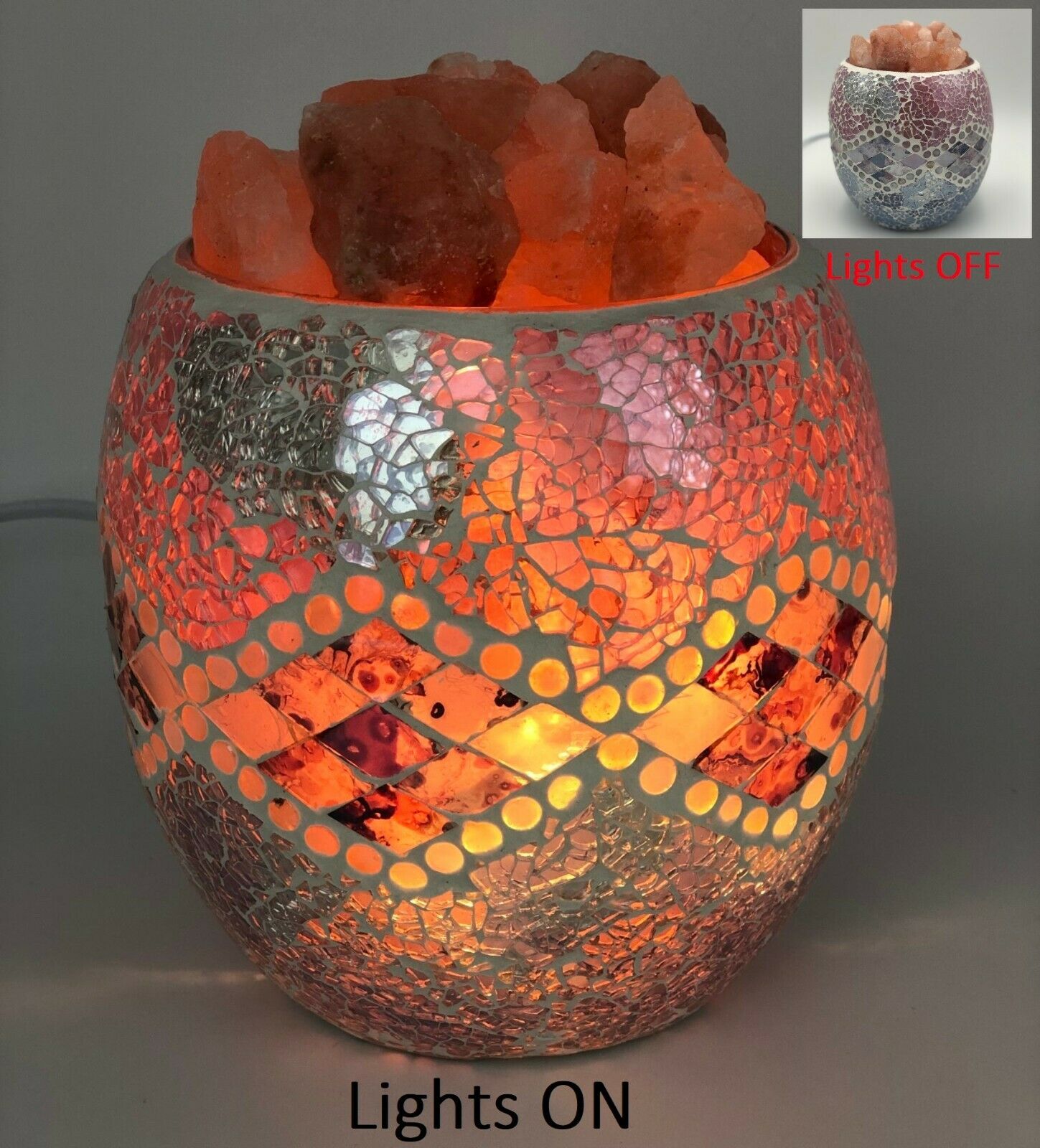 Buy Pink Aztec Glass Mosaic Vase Bowl Himalayan Crystal Salt Lamp ...