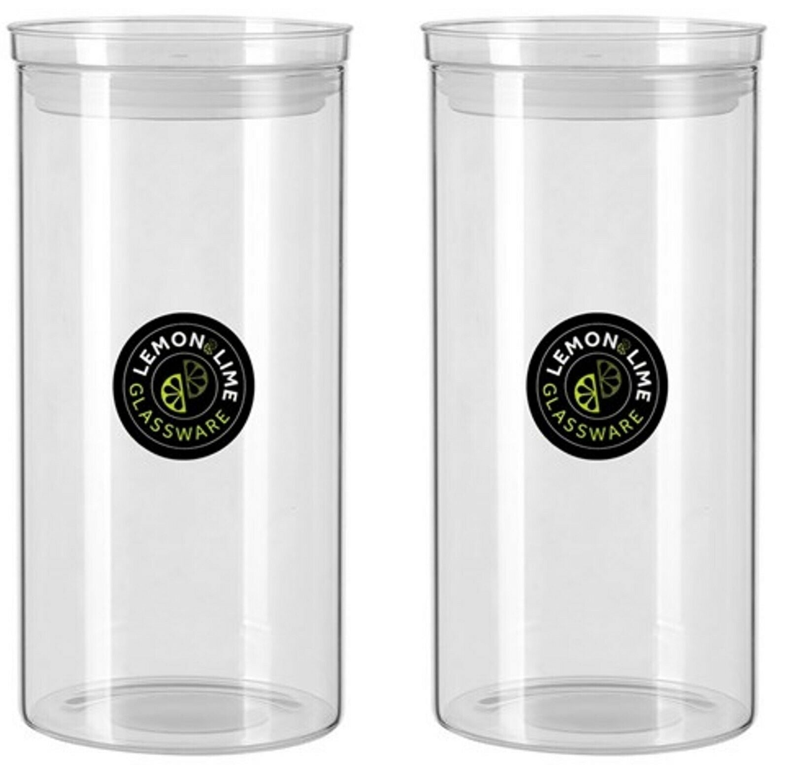 Buy Set Of 2 Clear Glass Jar 1.4L Highbury Stackable w/ Acrylic Lid ...