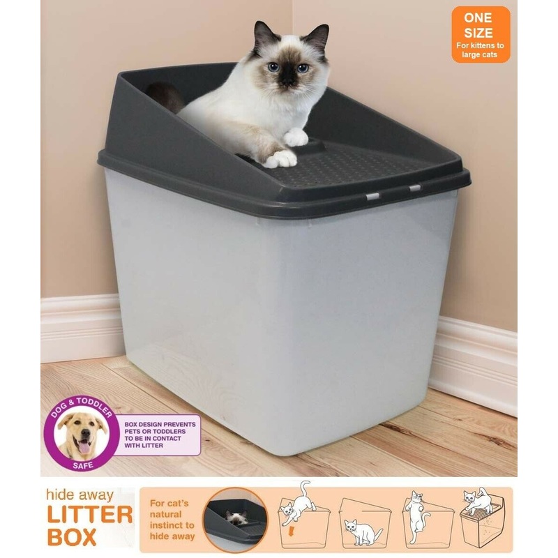 Buy Top Entry No Mess Cat Litter Box Large Enclosed Covered Kitty Tray ...