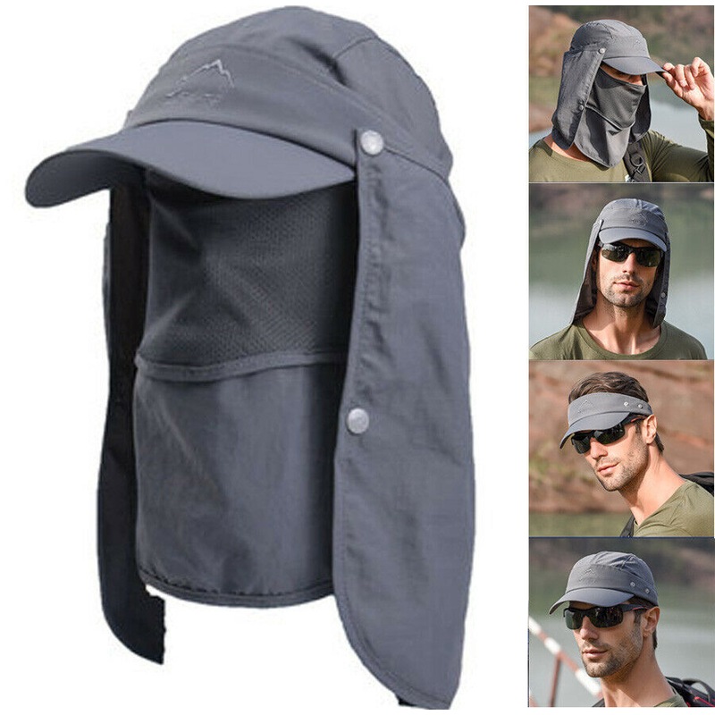 Buy Unisex Face Neck Flap Hat Wide Brim Cap Hiking Fishing UV Sun ...