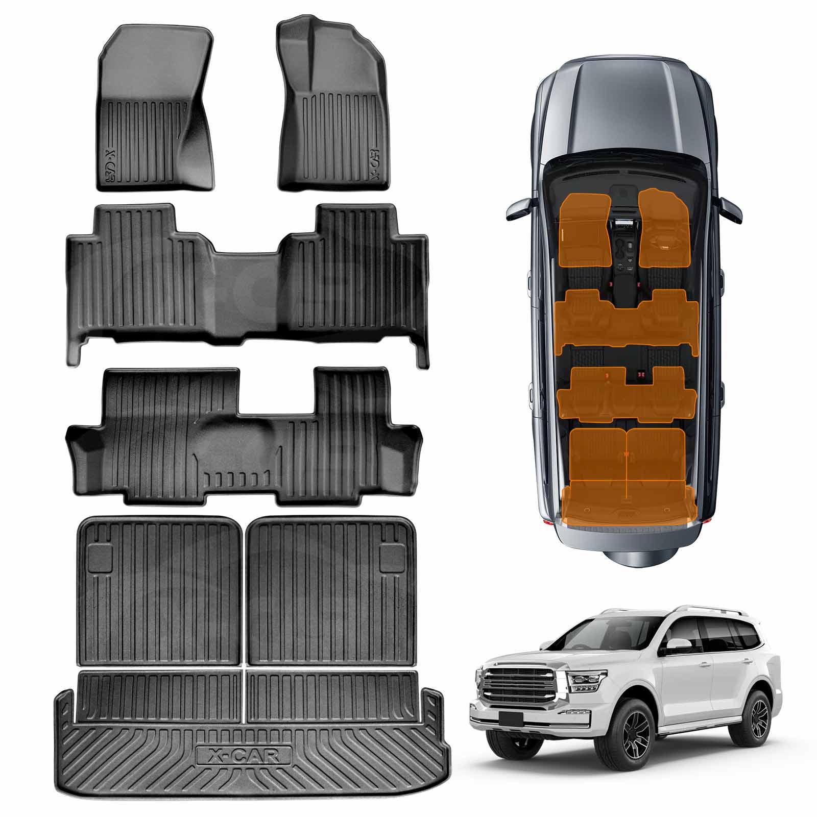 Buy 3-Pcs Boot Liner & Floor Mats for GWM Tank 500 Tank500 2024 Heavy ...