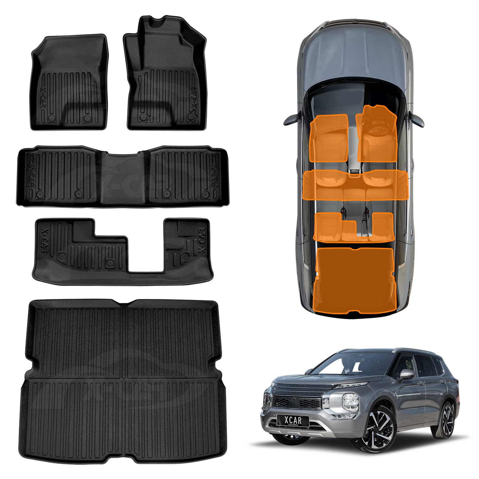 Buy 3D Floor Mats Boot Liner for Mitsubishi Outlander ZM Series PHEV 7 ...