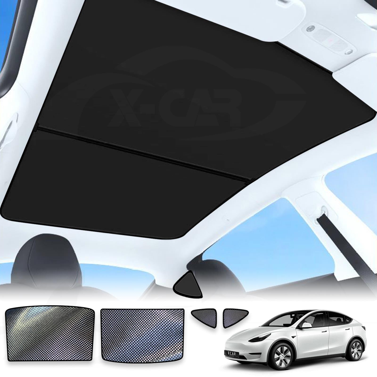 Buy Tesla Model Y 2022-2025 2in1 Glass Roof Sun Shades UV protection ...
