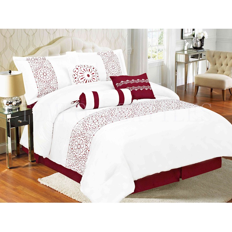 Buy 7pcs Embroidery Comforter Set Vera Queen Bed - MyDeal Australia