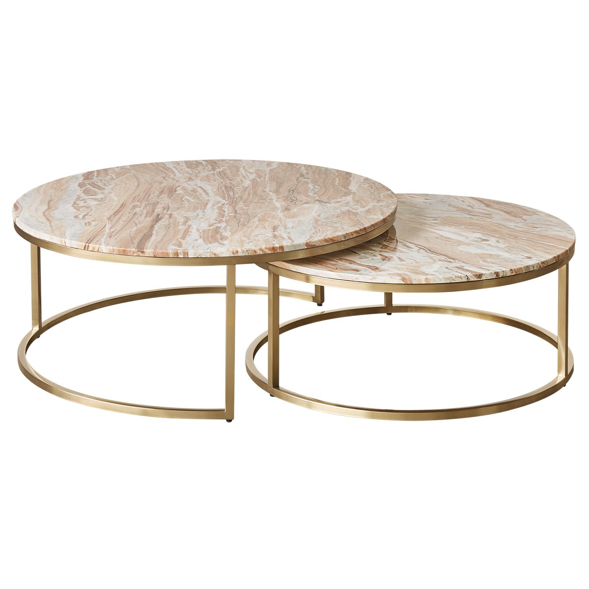 Buy Chloe Pink Marble Nesting Coffee Table - Gold - MyDeal Australia
