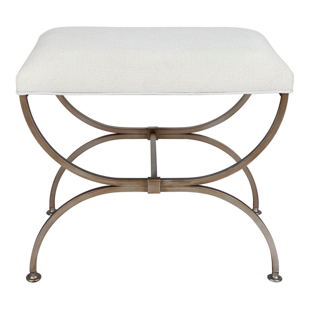 Buy Novak Antique Gold Iron Stool - Natural Linen - MyDeal Australia