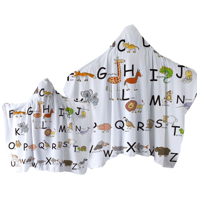 Buy ABC Alphabet Kids Characters Towel with Hood - MyDeal