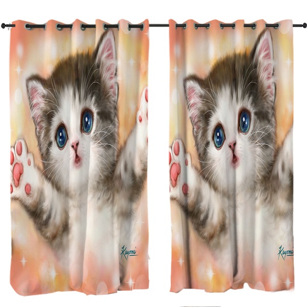 Buy Adorable Cute Kitty Cat Wants a Hug Curtain - Single / Set of Two ...