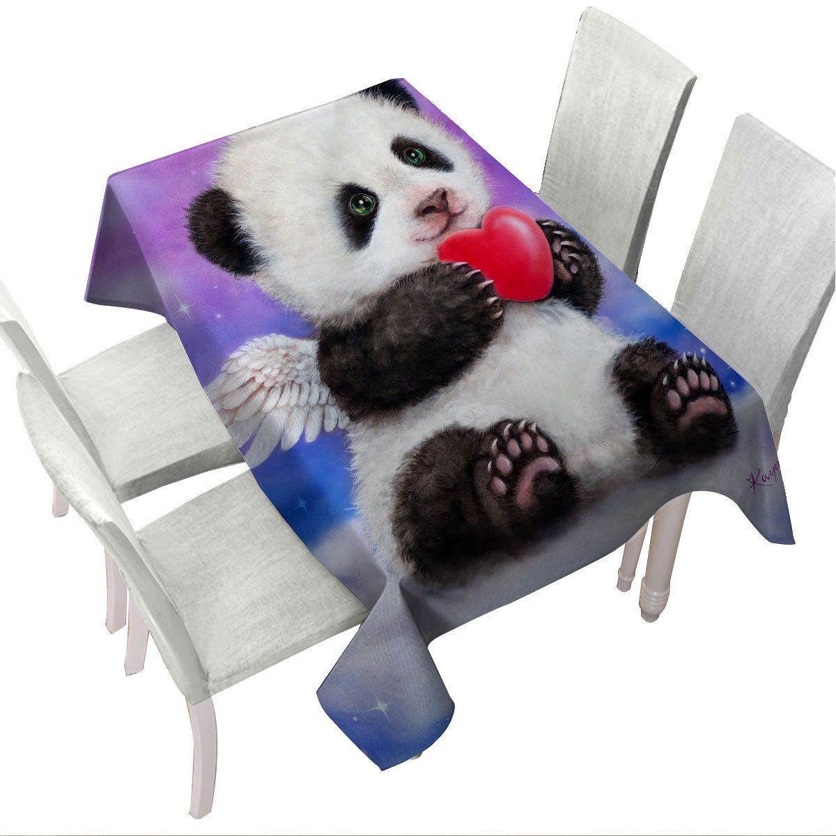 Buy Animal Drawing Cute Panda Heart Angel Tablecloth - MyDeal Australia