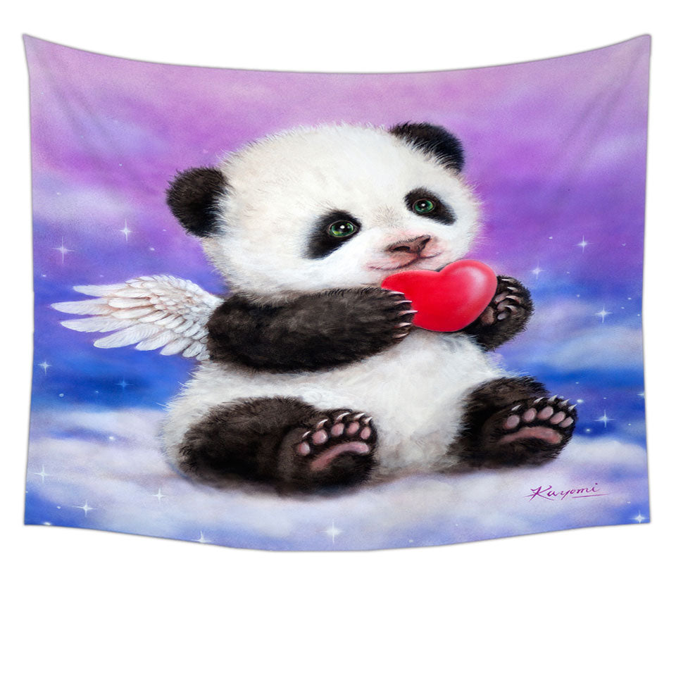 Buy Animal Drawing Cute Panda Heart Angel Tapestry - MyDeal Australia