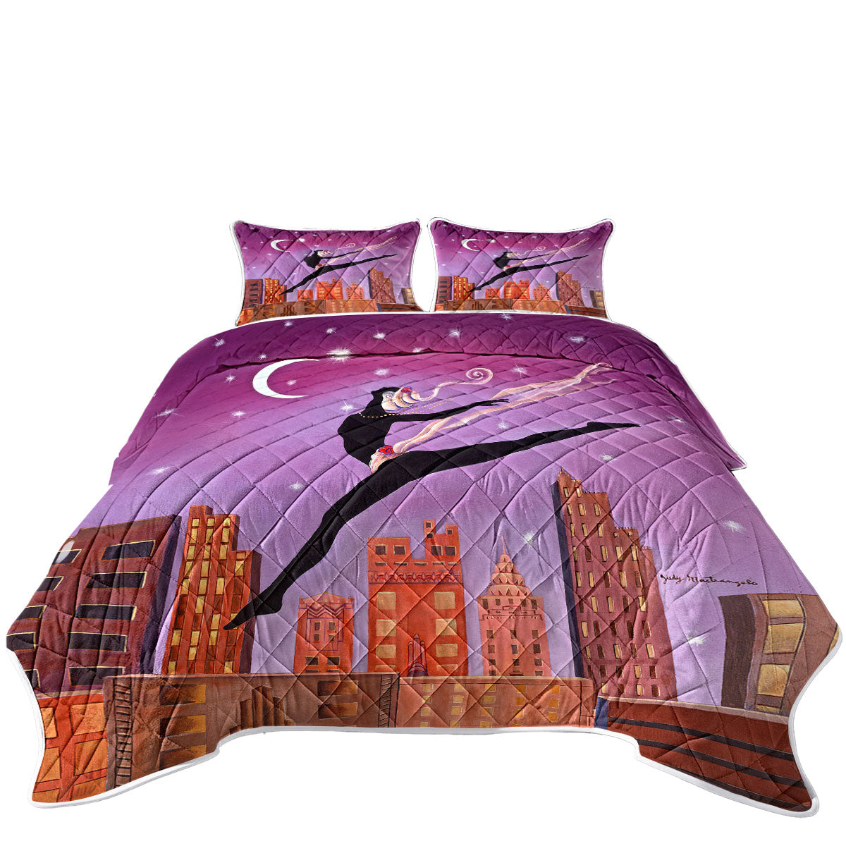 Buy Art Deco Leap Night City Dancing Painting Coverlet - MyDeal Australia