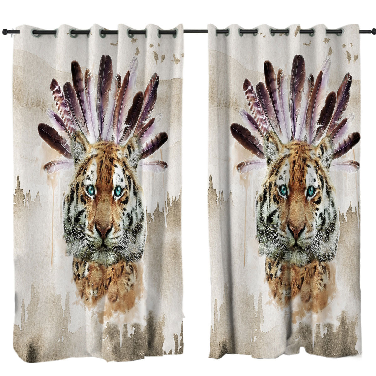 Buy Artistic Native American Tiger Curtain - Single / Set of Two ...
