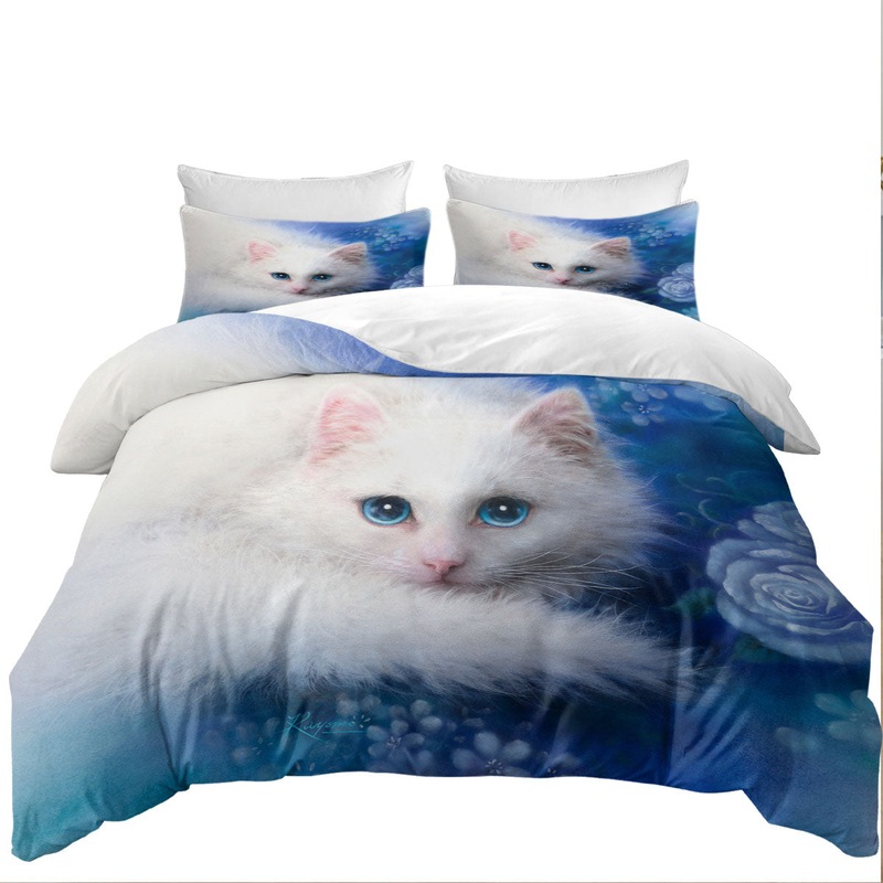 Buy Cat Painting Blue Eyes White Lady Kitty Quilt Cover - MyDeal
