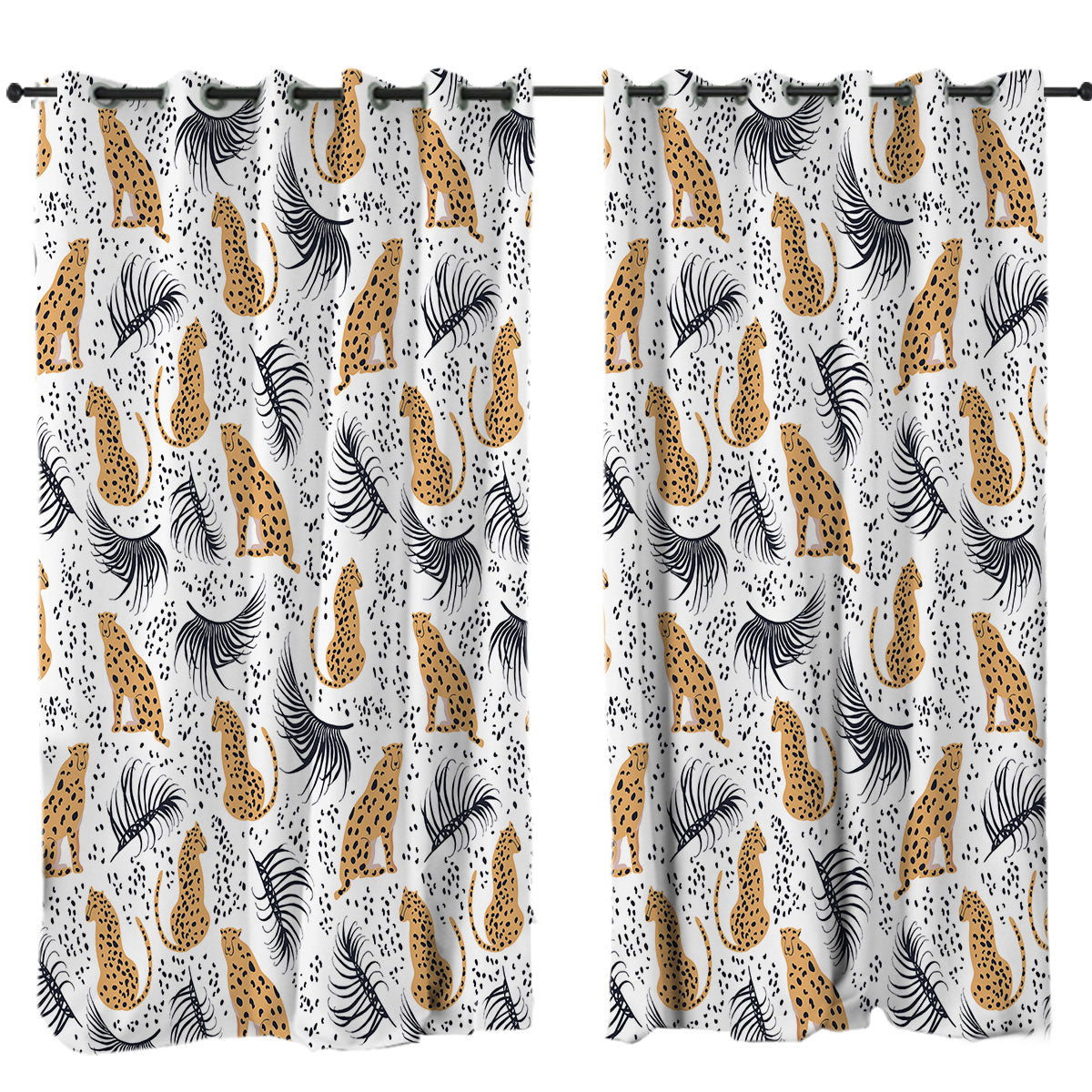 Buy Cheetah Drawings Pattern Curtain - Single / Set of Two - MyDeal ...