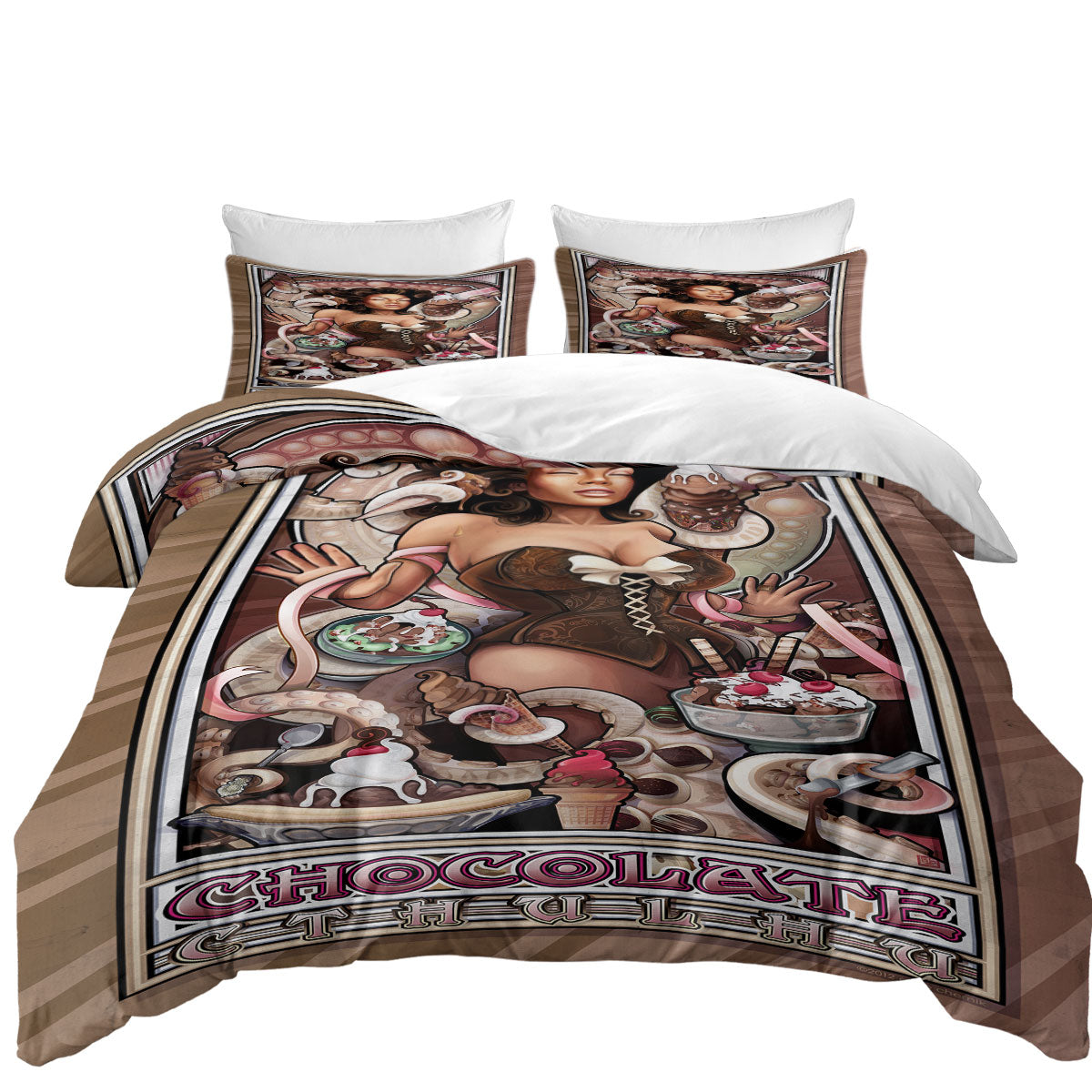 Buy Chocolate Ice Cream Cthulhu and Sexy Black Woman Quilt Cover ...