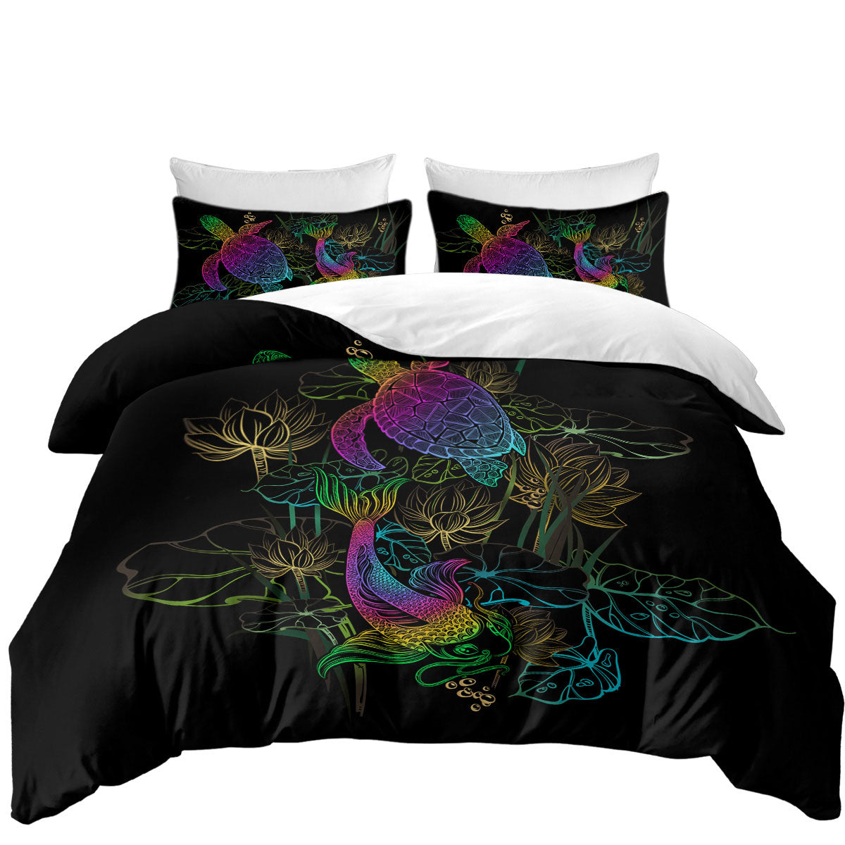 Buy Colorful Oriental Turtle and Koi Fish Quilt Cover - MyDeal Australia
