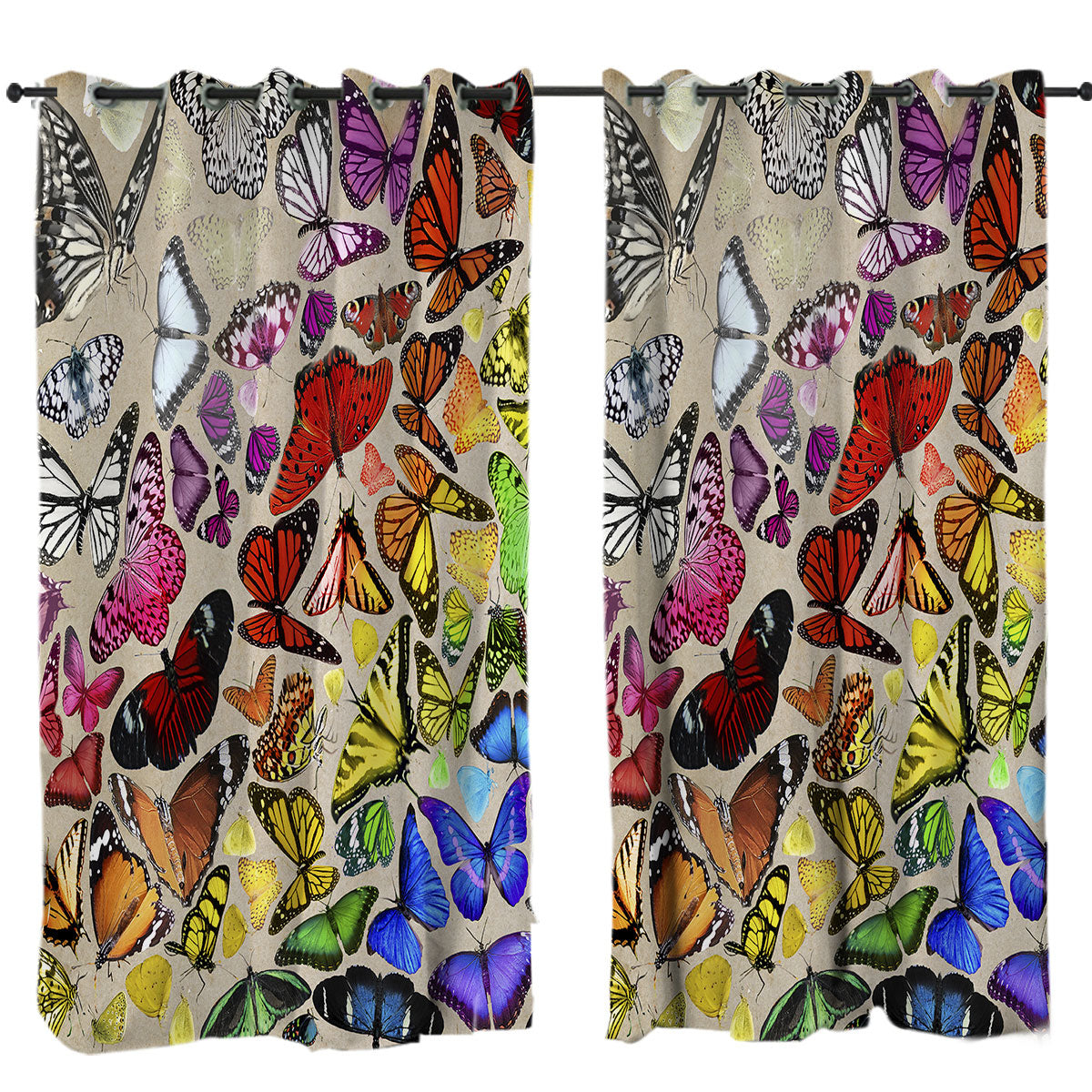 Buy Colorful Rainbow Cluster of Butterflies Curtain - Single / Set of ...