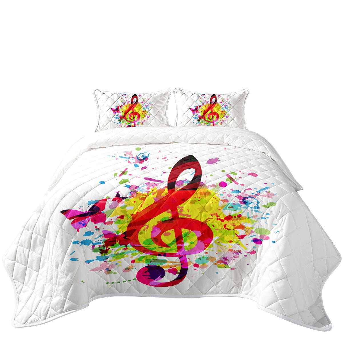 Buy Colorful Splash Treble Clef and Butterflies Coverlet - MyDeal Australia