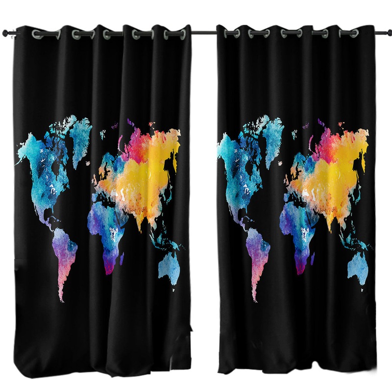 Buy Colorful World Map Curtain - Single / Set of Two - MyDeal