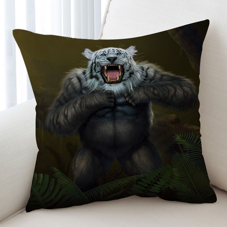 Buy Cool Animal Artwork Tigerilla Gorilla vs White Tiger Cushion Cover ...