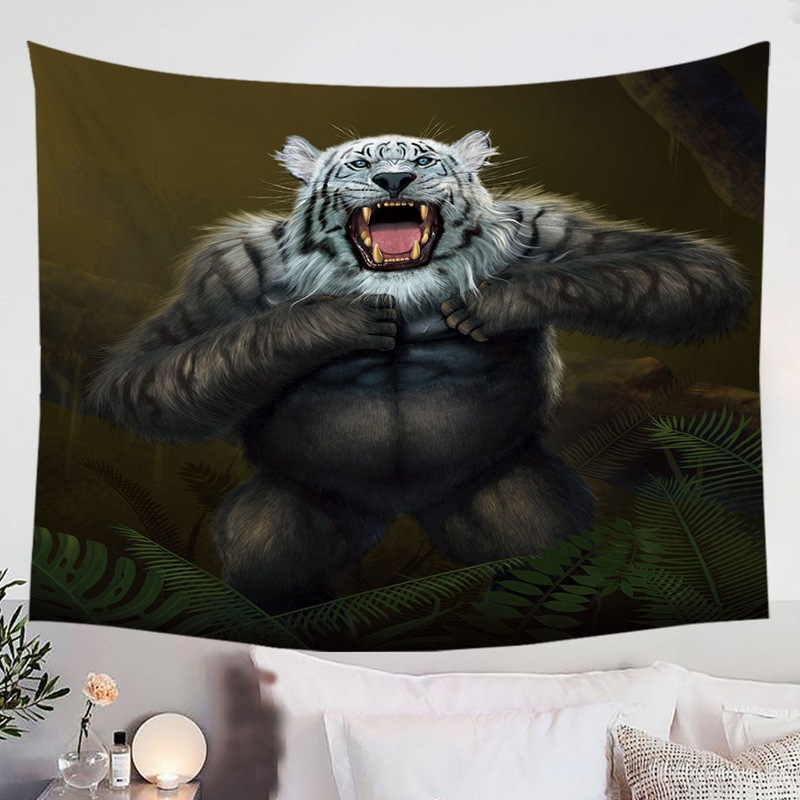 Buy Cool Animal Artwork Tigerilla Gorilla vs White Tiger Tapestry - MyDeal