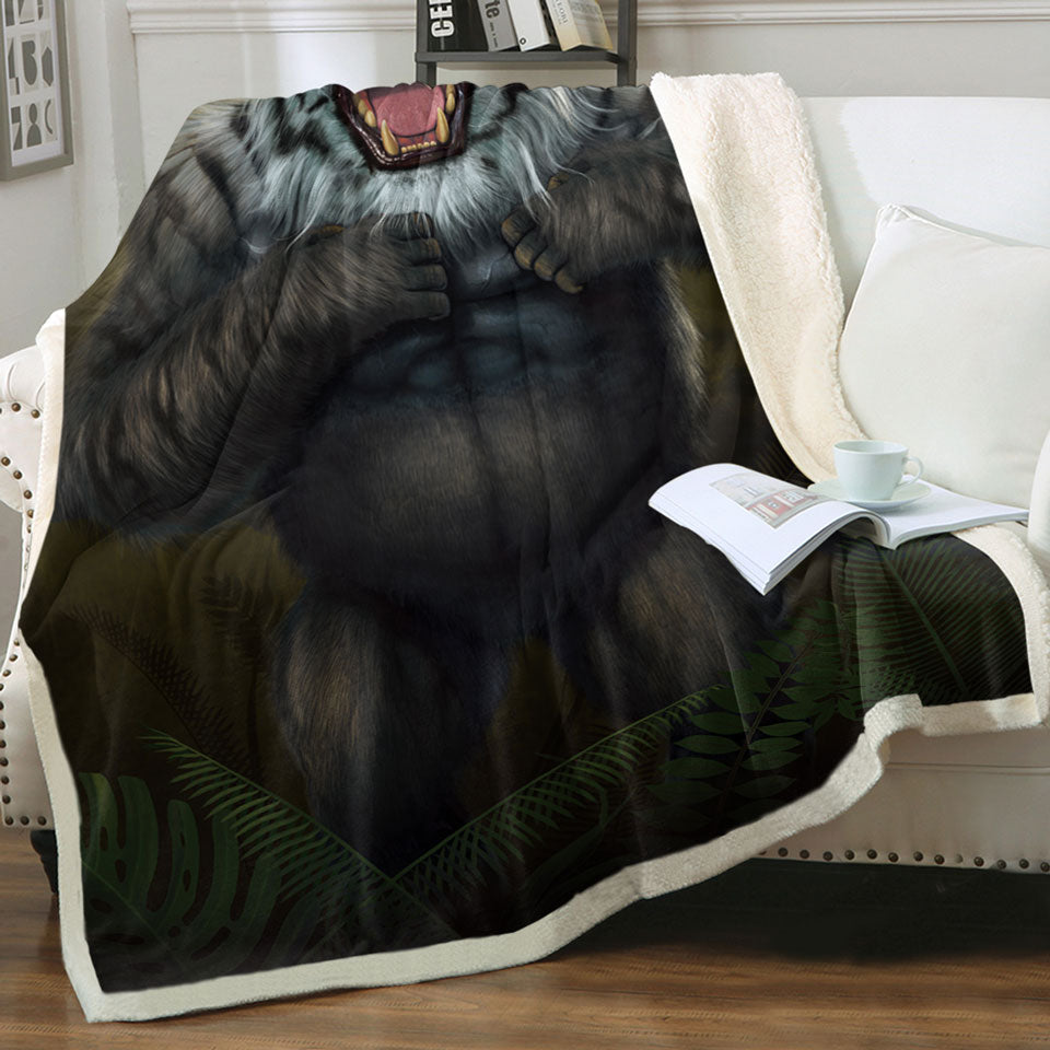 Buy Cool Animal Artwork Tigerilla Gorilla vs White Tiger Throw Blanket ...