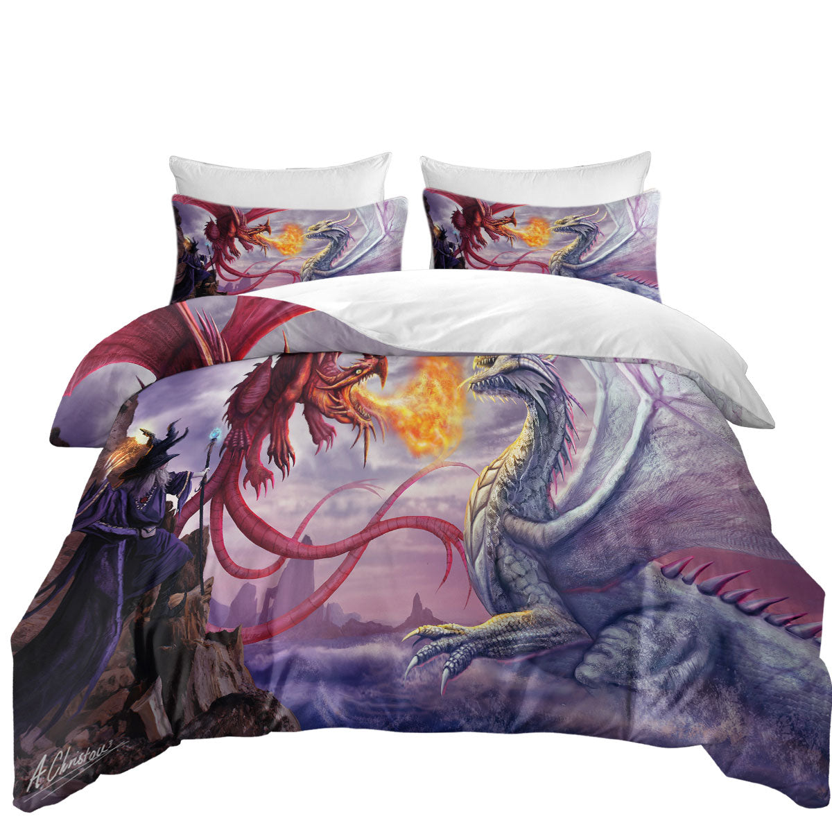 Buy Cool Fantasy Artwork Dragons War Quilt Cover - MyDeal Australia